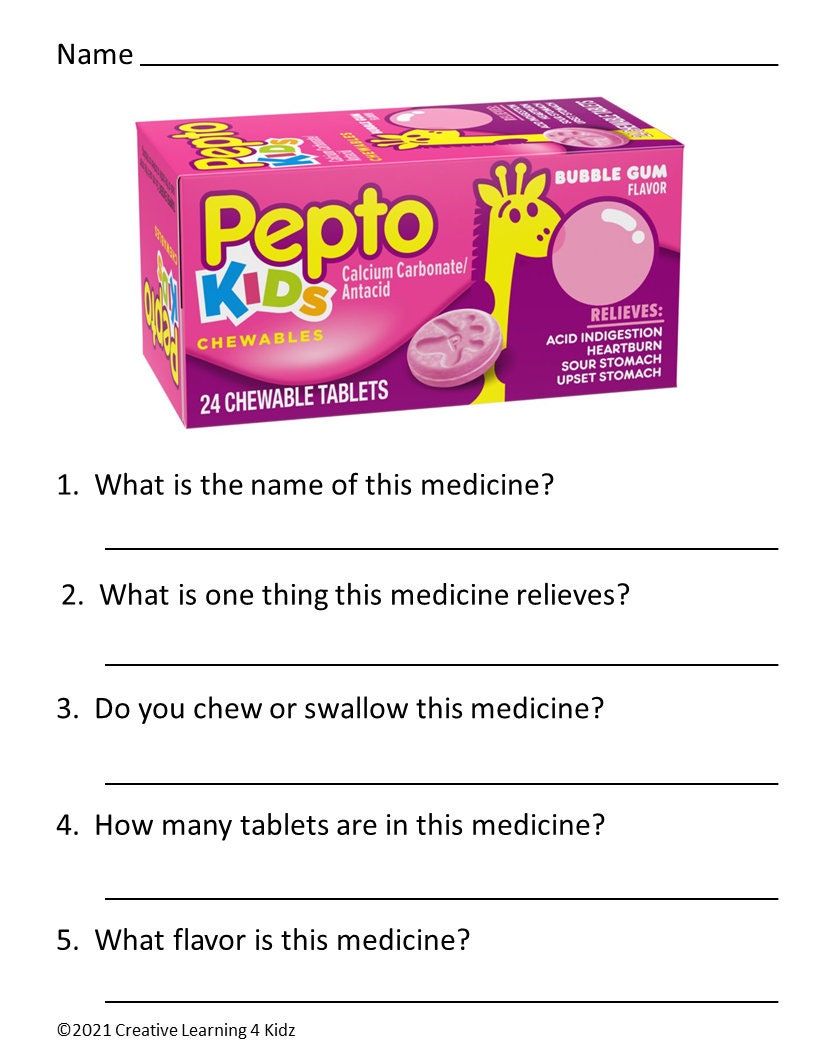 Life Skills: Reading Medicine Labels Worksheets - Special Education - Etsy
