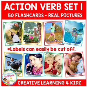 Action Verb Cards 1 Real Photos Speech Therapy ESL Special Education - Etsy