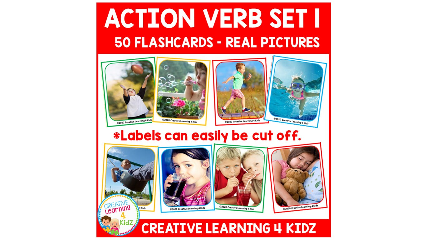 Action Verb Cards 1 Real Photos Speech Therapy ESL Special Education - Etsy
