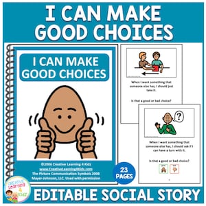 Social Story I Can Make Good Choices (editable) Book Behavior Autism - Etsy