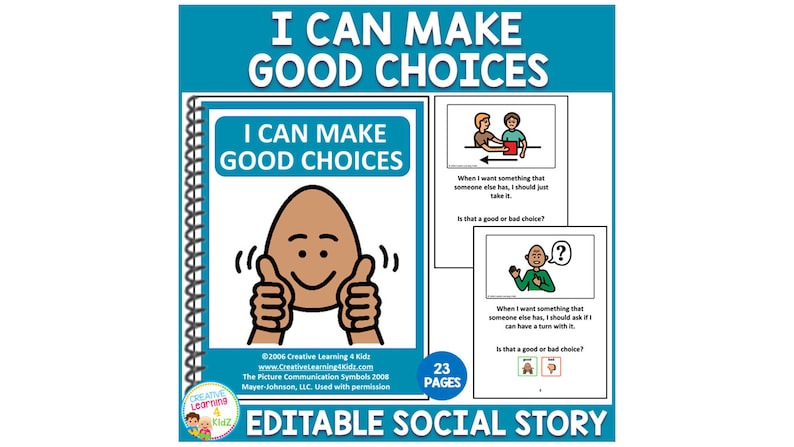 Social Story I Can Make Good Choices Book Behavior Autism - Editable - Etsy