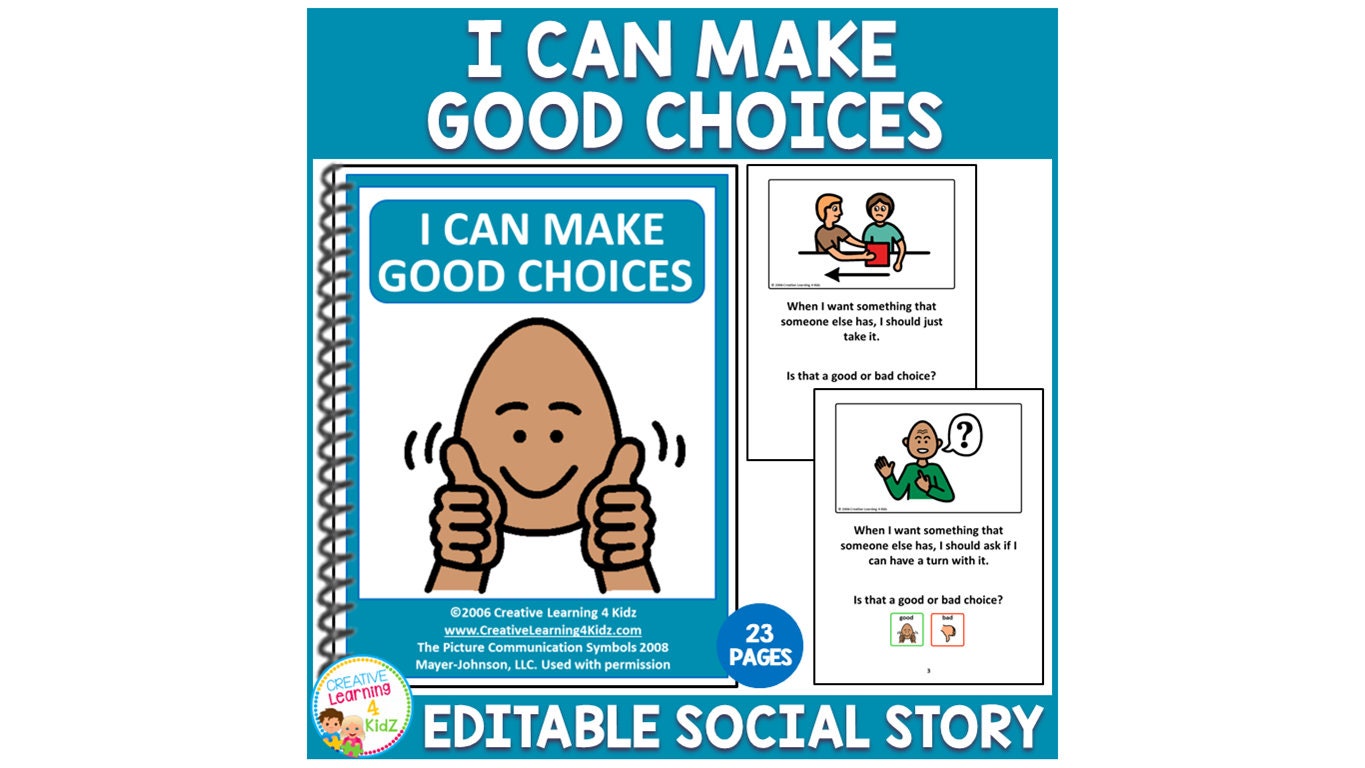 Social Story I Can Make Good Choices (editable) Book Behavior Autism - Etsy