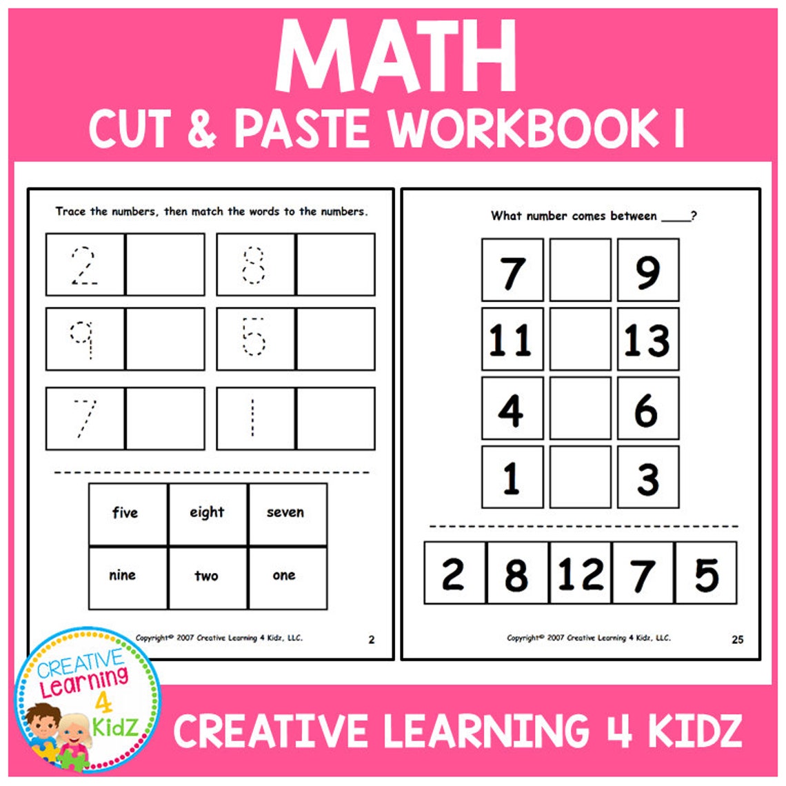 Cut & Paste Math Workbook 1 Hands-on K-2 Math Activities Special Ed ABA ...