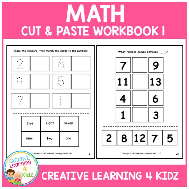 Cut & Paste Math Workbook 1 ABA Autism - Etsy