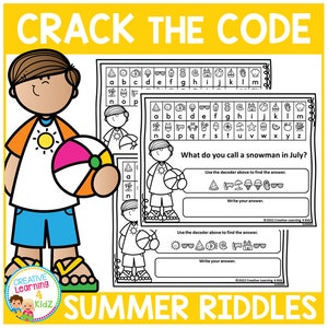 Crack the Code Summer Riddles Secret Code Worksheets - Etsy