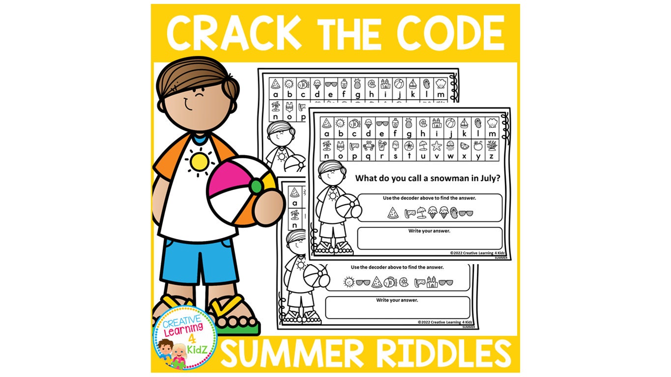 Crack the Code Summer Riddles Secret Code Worksheets - Etsy