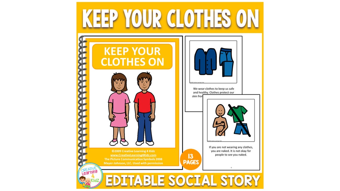 Social Story Keep Your Clothes on Autism Special Education - Editable ...