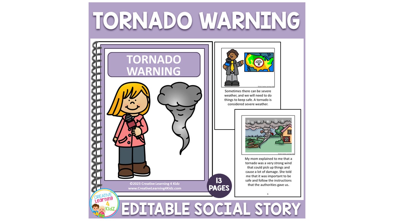 Social Story Tornado Warning for Home (editable) Book Special Education ...