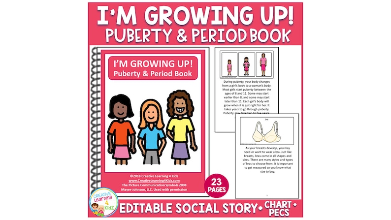 Puberty & Period Book for Girls Social Story - Editable - Etsy