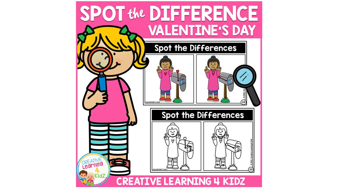 Spot the Difference Cards Valentine's Day Visual Perception - Etsy