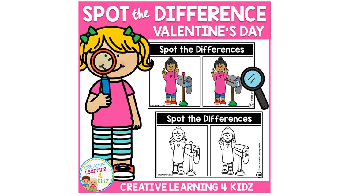 Spot the Difference Cards Valentine's Day Visual Perception - Etsy