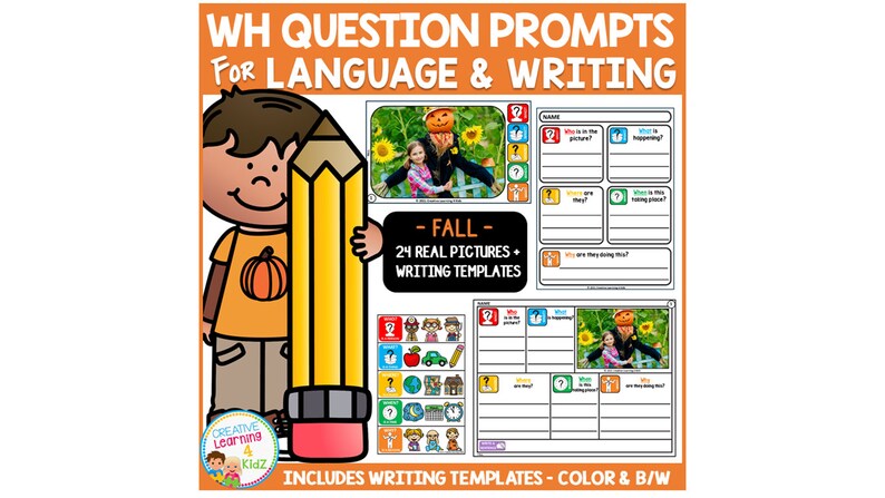 WH Question Prompts - Picture Cards for Language and Writing - Fall - Etsy