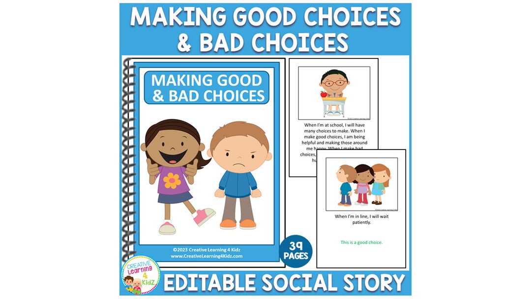 Social Story Making Good & Bad Choices editable Book Special - Etsy