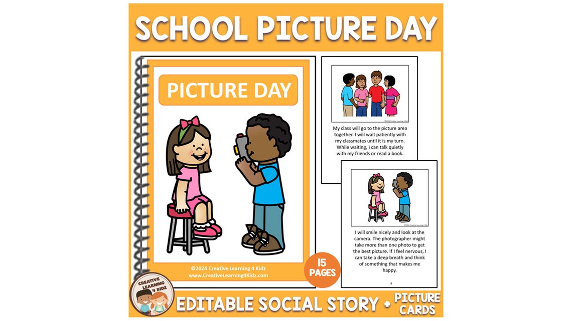 Social Story Picture Day (editable) Book Special Education Autism PCS ...