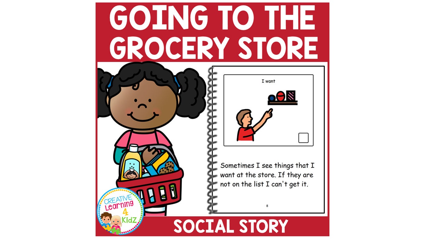 Social Story Going to the Grocery Store Book Autism - Etsy
