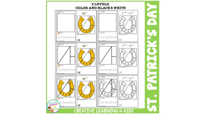 Cut and Paste Fine Motor Skills Puzzle Worksheets: St. | Etsy