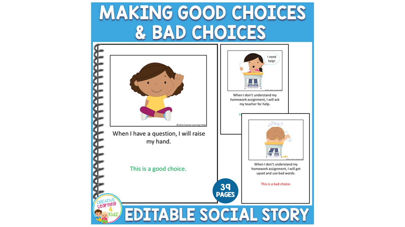 Social Story Making Good & Bad Choices editable Book Special - Etsy