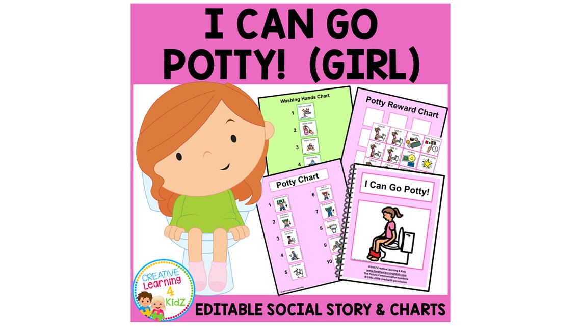 Social Story I Can Go Potty Girl Book editable Toilet - Etsy