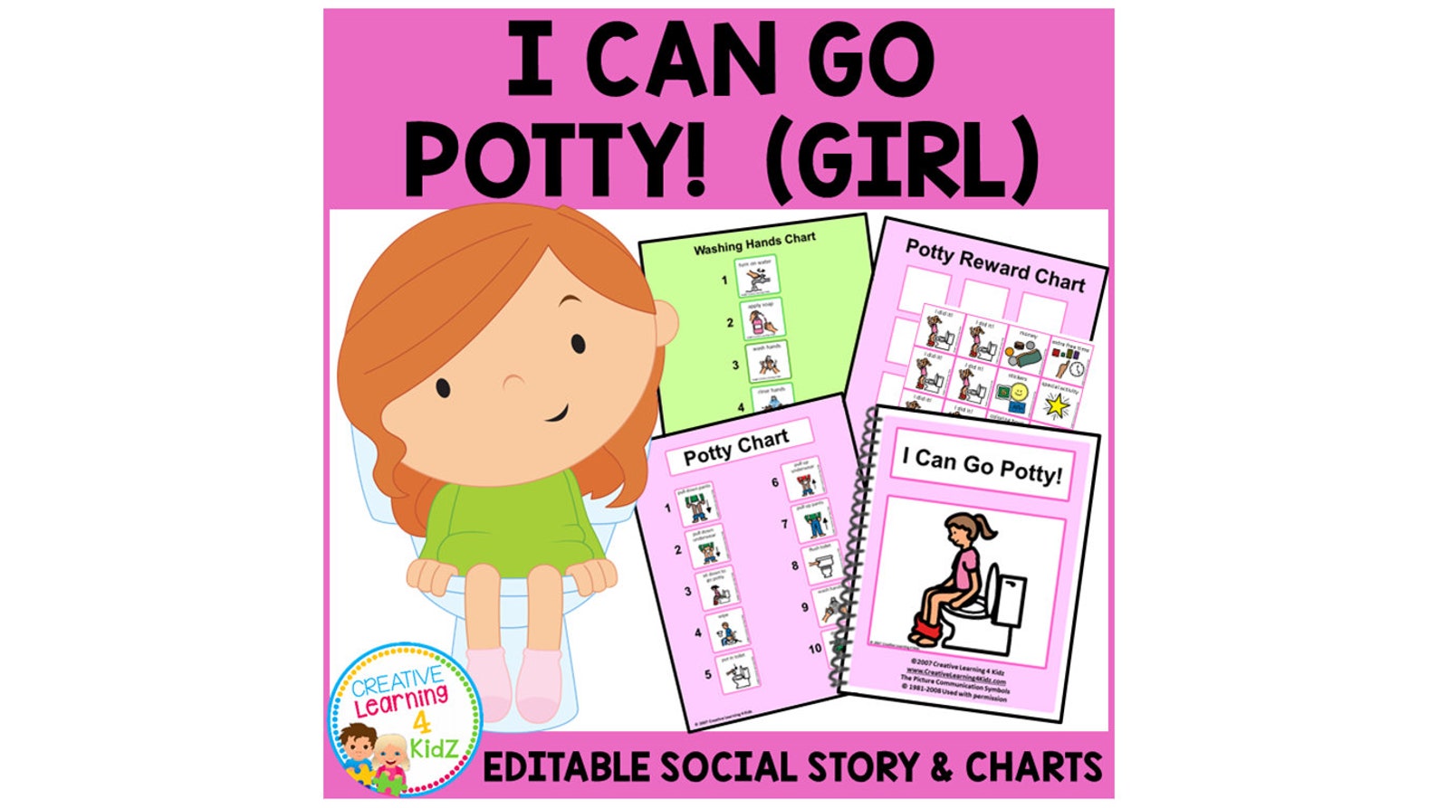 Social Story I Can Go Potty Girl Book editable Toilet - Etsy