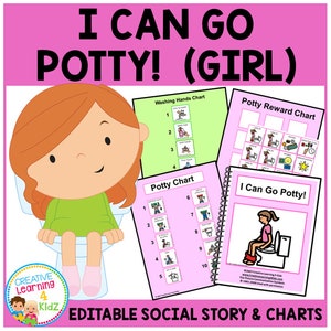 Social Story I Can Go Potty Girl Book editable Toilet - Etsy