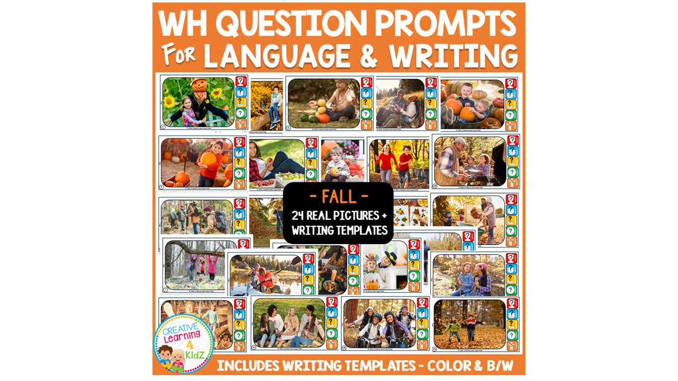 WH Question Prompts - Picture Cards for Language and Writing - Fall - Etsy