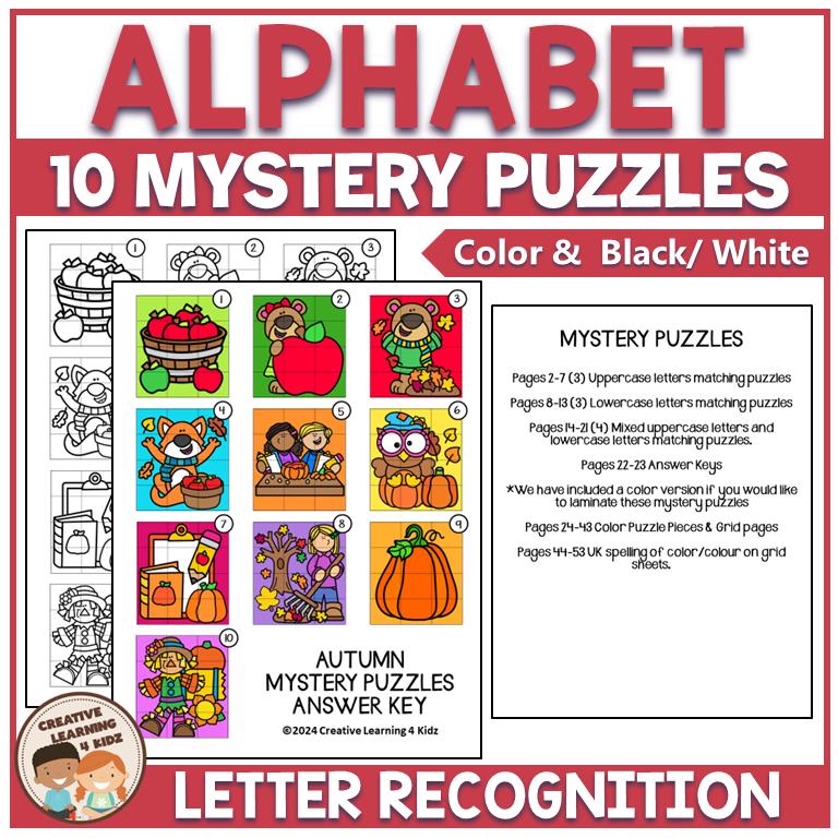 Autumn Alphabet Matching Mystery Puzzles Fall Letter Recognition - Etsy