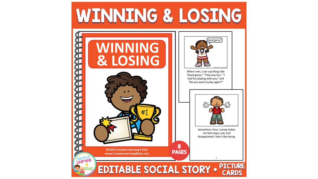 Social Story Winning & Losing (editable) Book + Cards Autism - Etsy