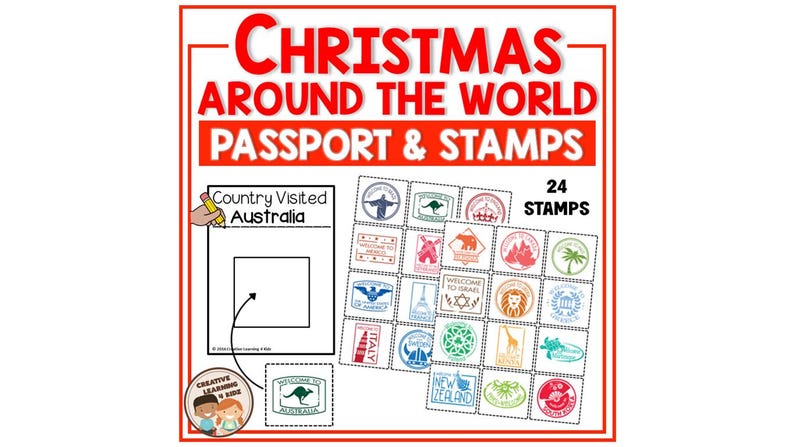 Christmas Around the World Passport and Stamps Holidays - Etsy
