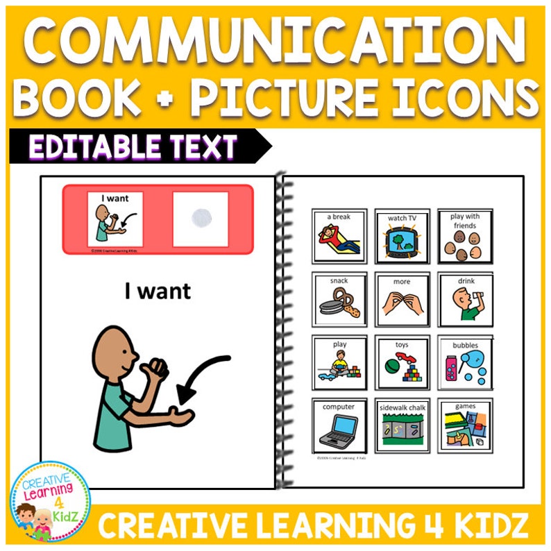 Communication Book + Picture Icons (editable) Special Education ...