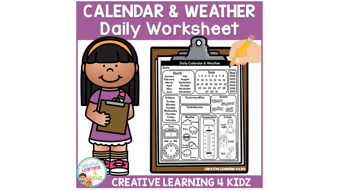 Daily Calendar and Weather Worksheet Special Education - Etsy