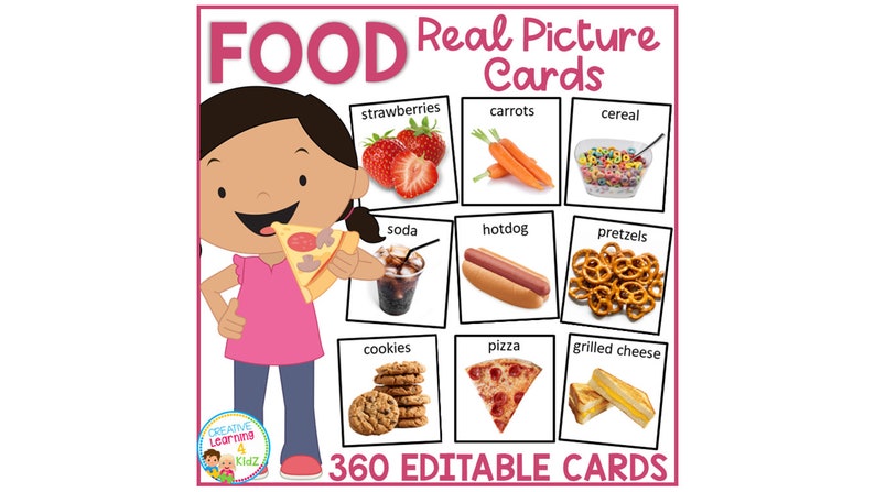 Food Cards 360 Real Pictures (editable) Flashcards PCS - Etsy