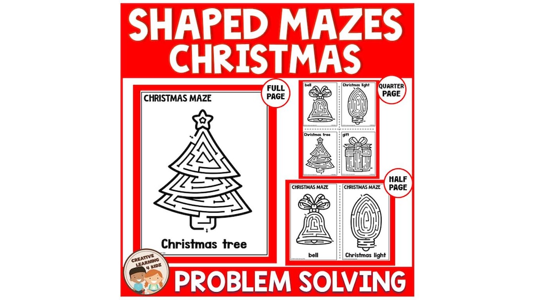 Christmas Shaped Mazes Problem Solving Tracing Activity Fine Motor ...