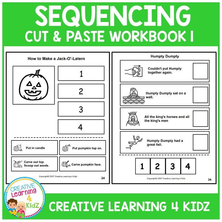 Cut & Paste Sequencing Workbook 1 ABA Autism Activities for Early ...