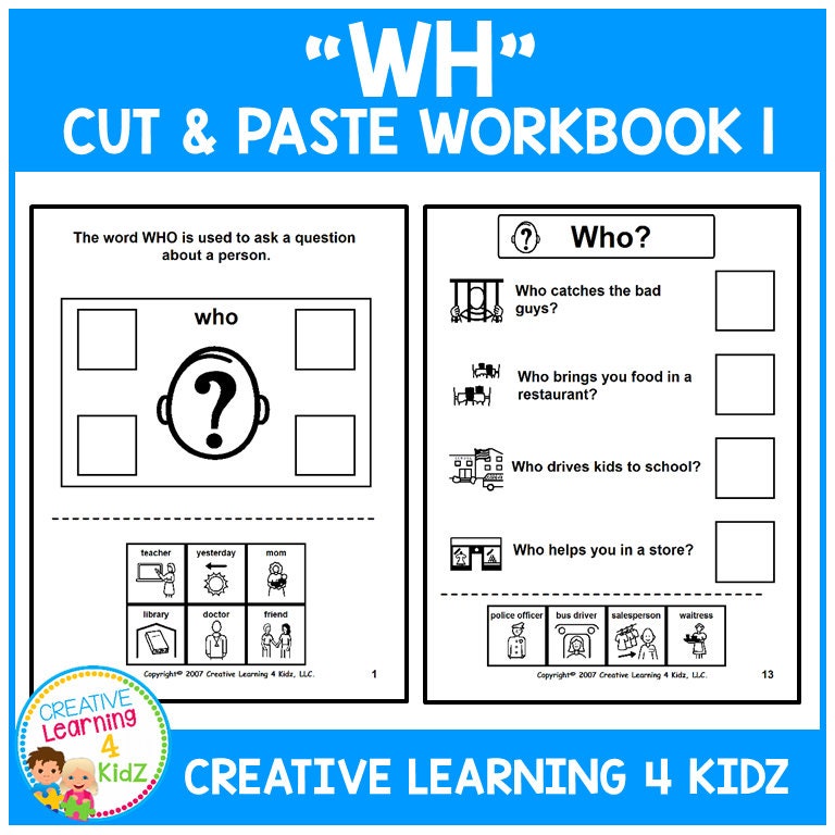 Cut & Paste WH Questions Workbook - Etsy