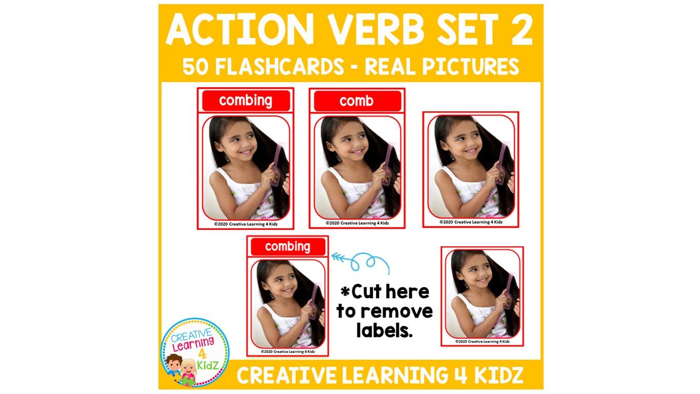 Action Verb Cards 2 Real Photos Speech Therapy ESL Special Education - Etsy
