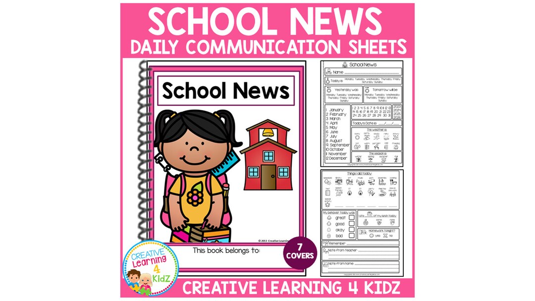 School News Daily Communication Book Special Ed & Autism Daily Report ...