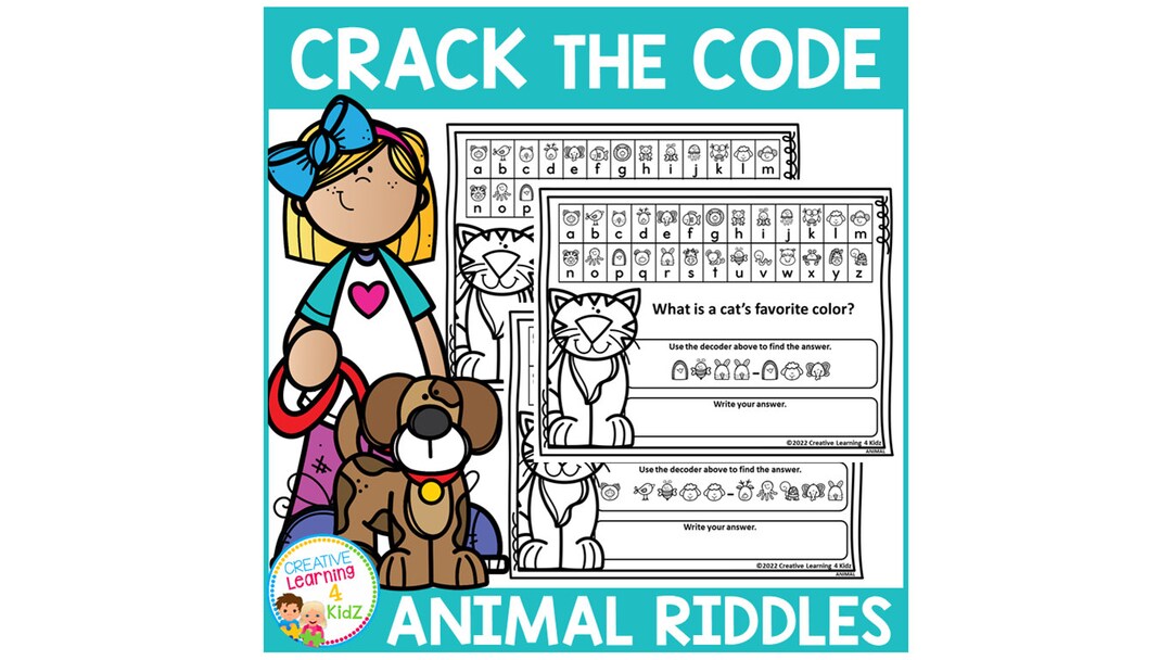Descifra el código Acertijos de animales Hojas de trabajo de códigos ...