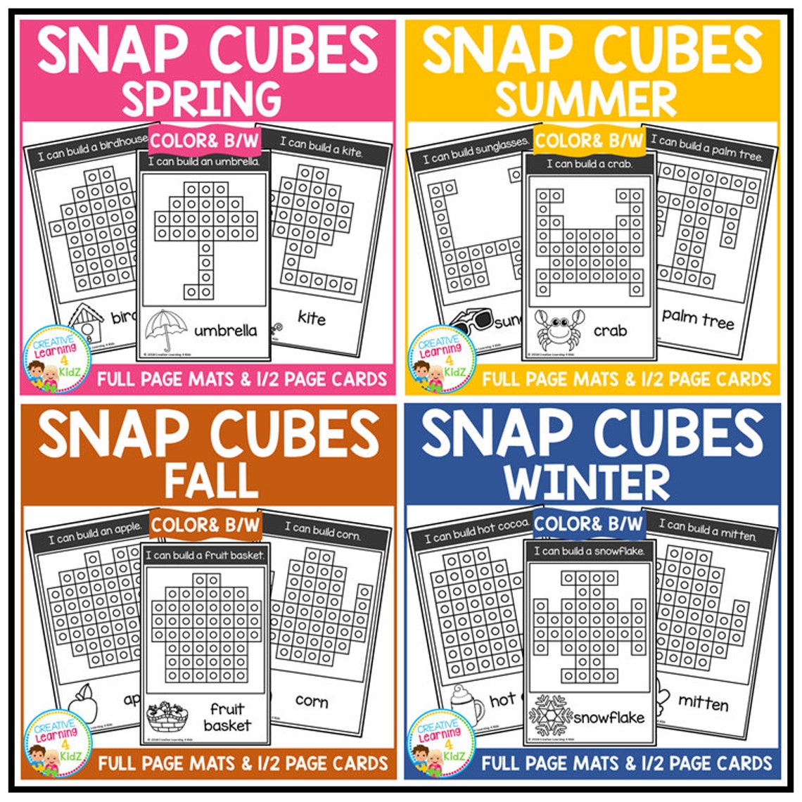 Snap Cubes Activity - Seasons Bundle - Etsy