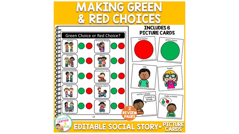 Social Story Making Green & Red Choices (editable) Book Special ...