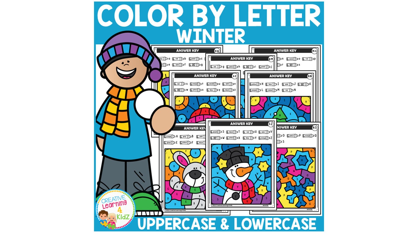Winter Color by Letter Recognition Alphabet Worksheets - Etsy