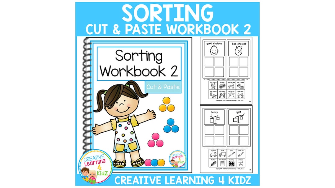 Cut & Paste Sorting Workbook 2 ABA Autism - Etsy