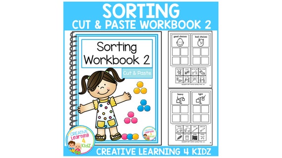 Cut & Paste Sorting Workbook 2 ABA Autism - Etsy