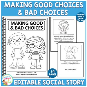 Social Story Making Good & Bad Choices (editable) Book Special ...