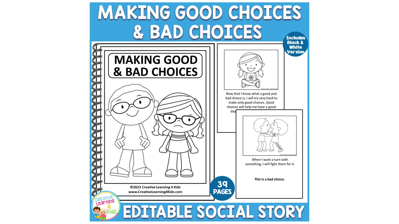 Social Story Making Good & Bad Choices (editable) Book Special ...