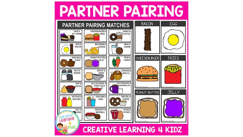 Partner Pairing Food Cards - Etsy