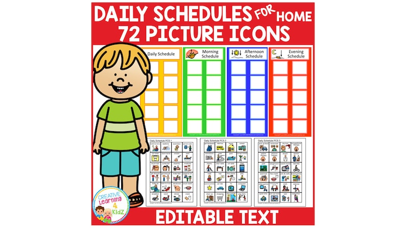 Daily Schedule Boards for Home (editable) Visual Picture Icon Cards ...