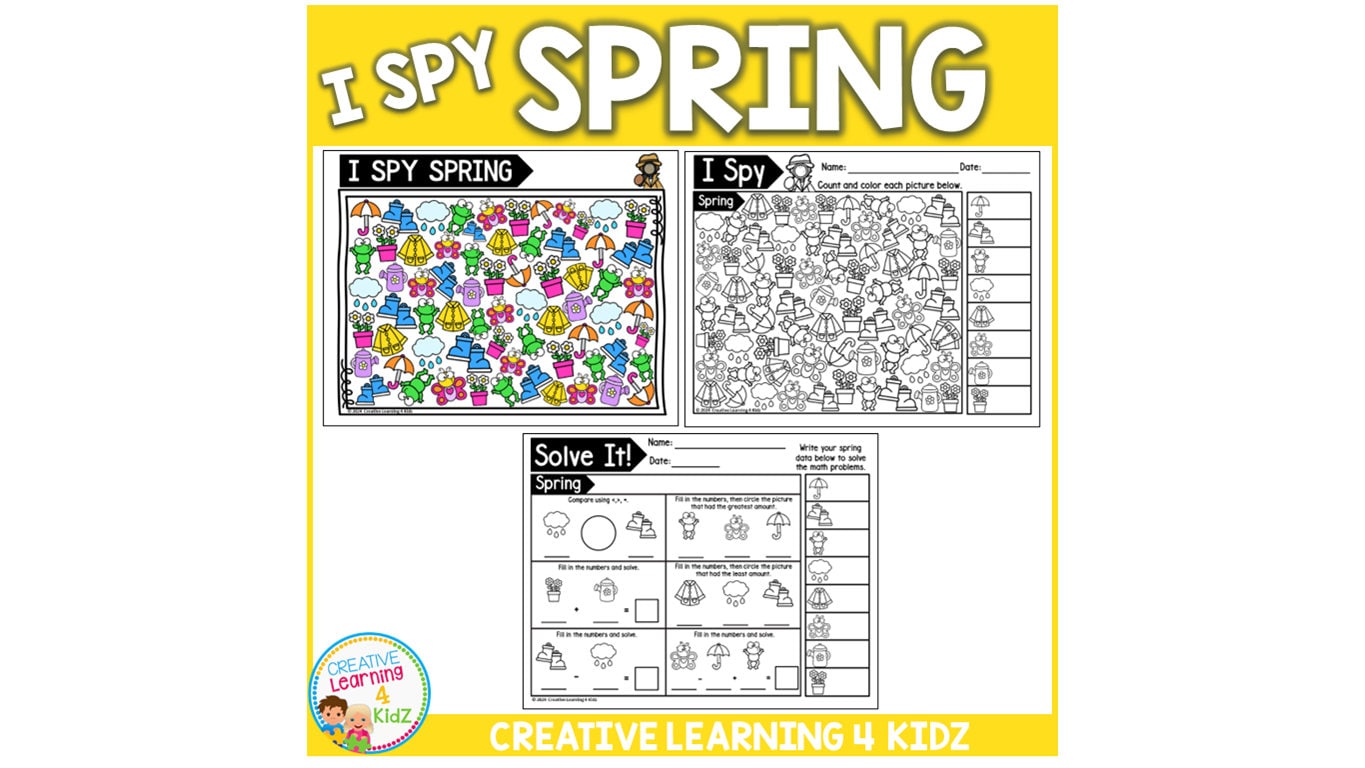 I Spy Spring Counting, Coloring, Tally and Graphing Activities - Etsy