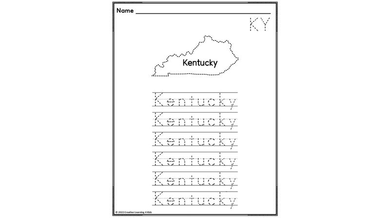 50 States Handwriting Practice Tracing Worksheets USA Geography - Etsy