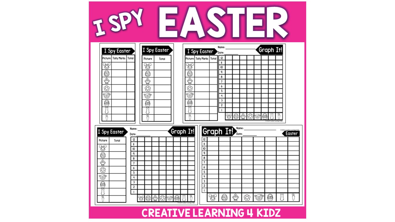 I Spy Easter Counting, Coloring, Tally and Graphing Activities - Etsy