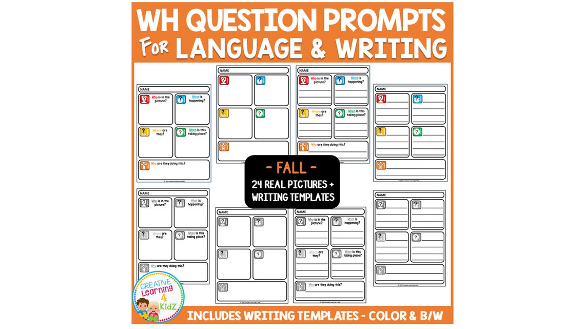 WH Question Prompts - Picture Cards for Language and Writing - Fall - Etsy